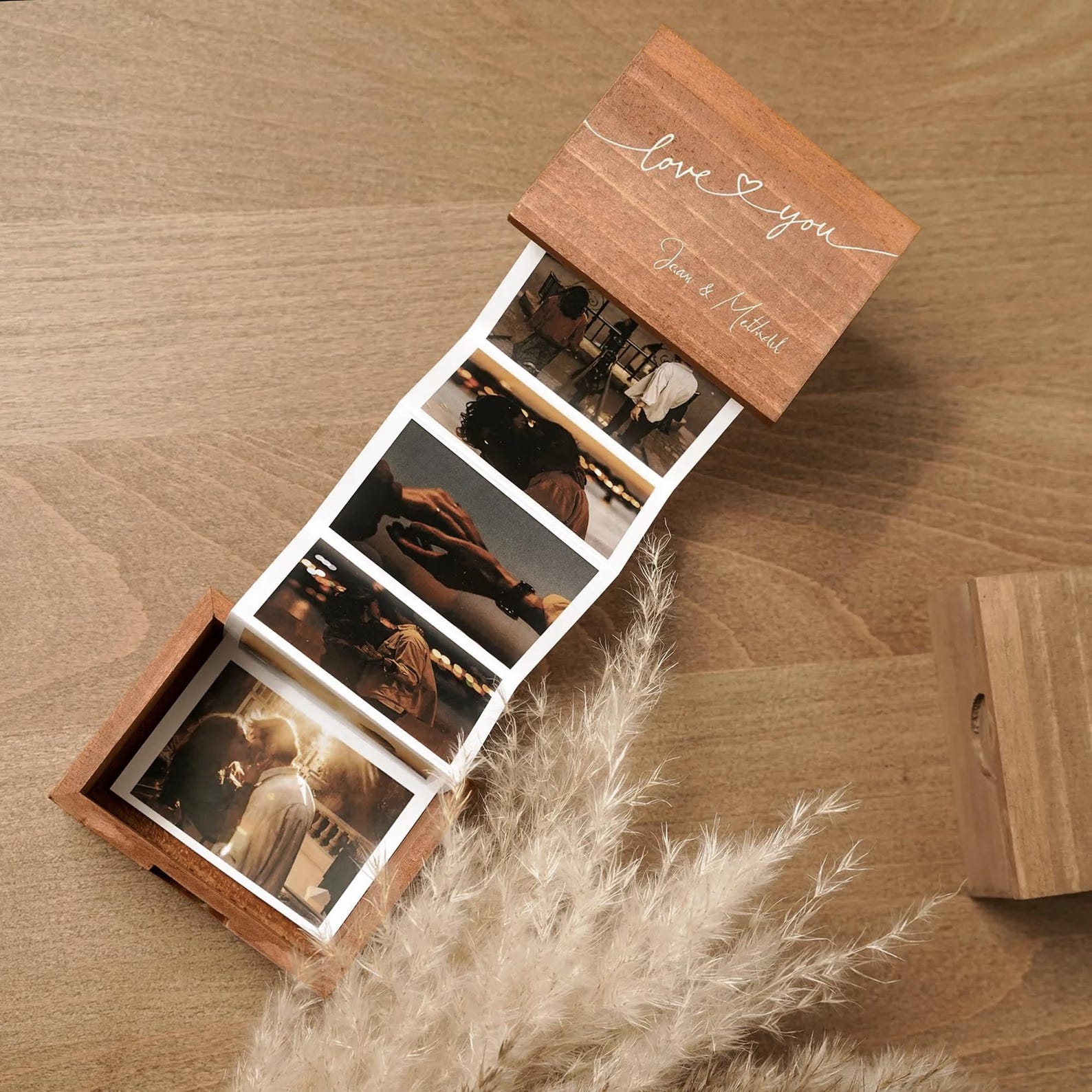 Pull Out Photo Album Custom Wooden Photo Box Personalized Memory Keeps ...