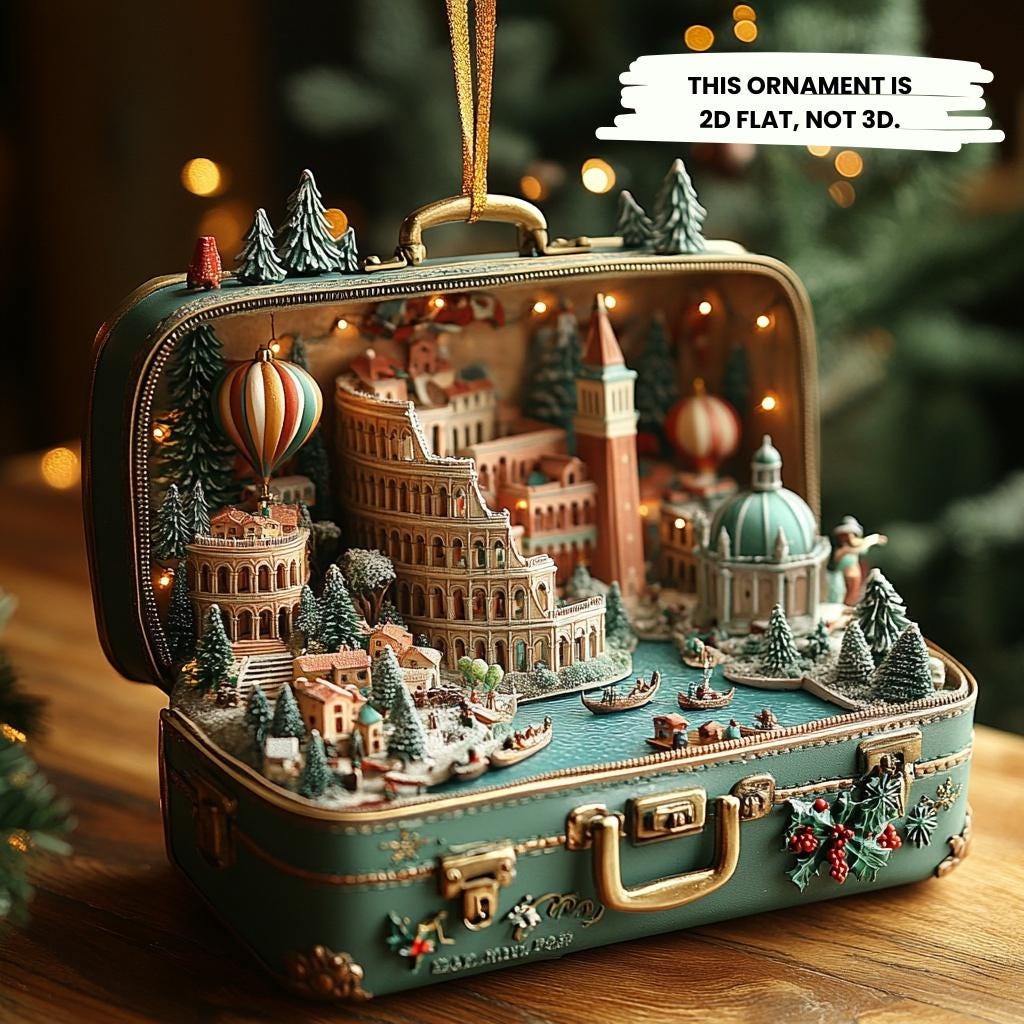 Italian City Suitcase Ornament – Miniature Venice & Rome Christmas Vil ...